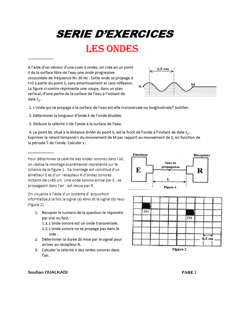 Exercices sur les ondes et leur propagation | PDF | Vagues | Longueur d ...