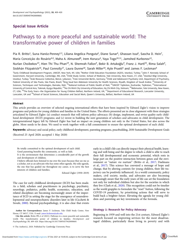 Pathways To A More Peaceful and Sustainable World The Transformative ...