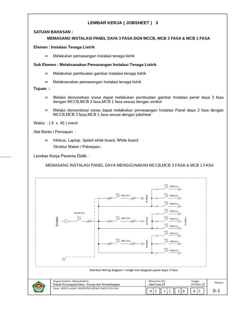 Pemasangan Panel Daya 3 Fasa MCCB & MCB | PDF