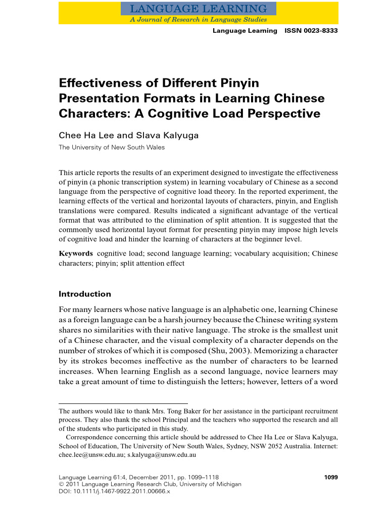 Effectiveness of Different Pinyin Presentation Formats in Learning ...
