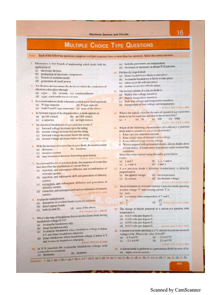 Basic Electronics Questions Bank and Answer With The Proper Explanation ...