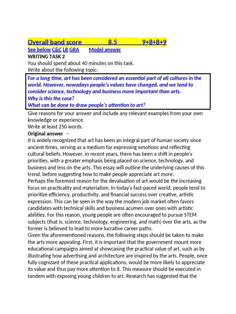 Thanh Task 2 9899 Art Vs Science and Business | PDF | Reason | Science ...