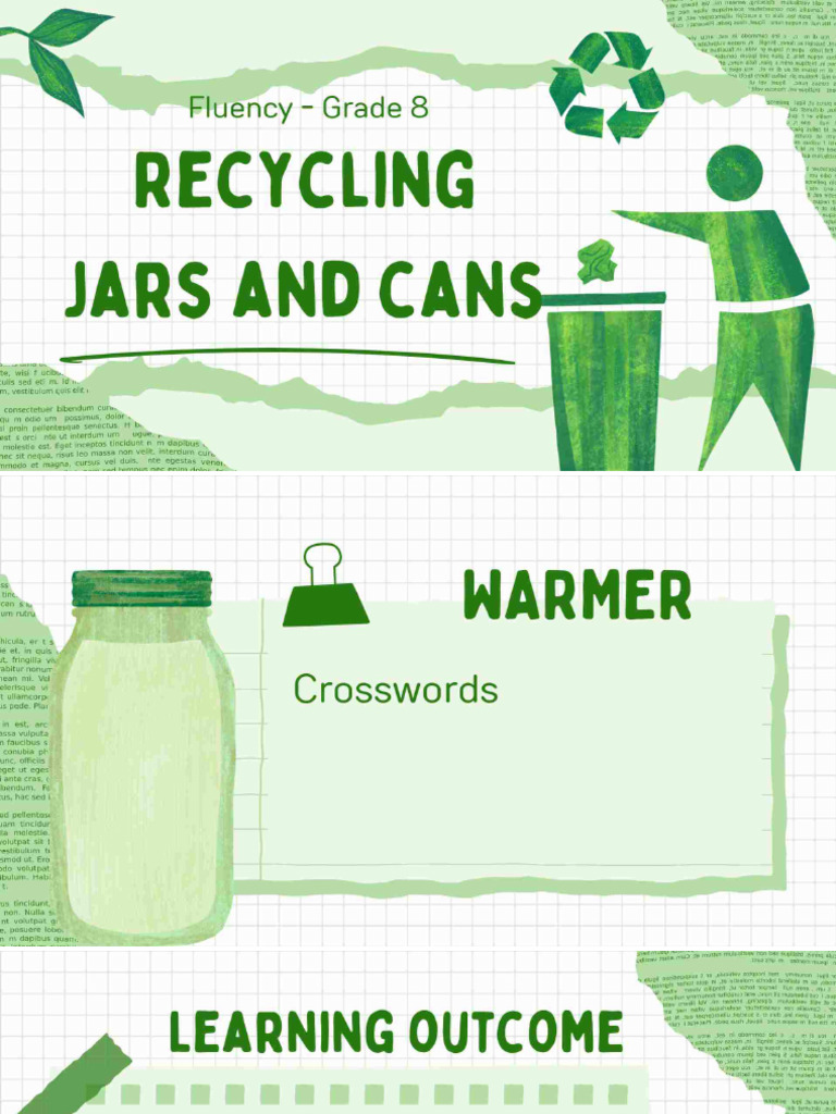 Fluency G.8 - Vocabulary - Recycling Jars and Cans (Student) | PDF