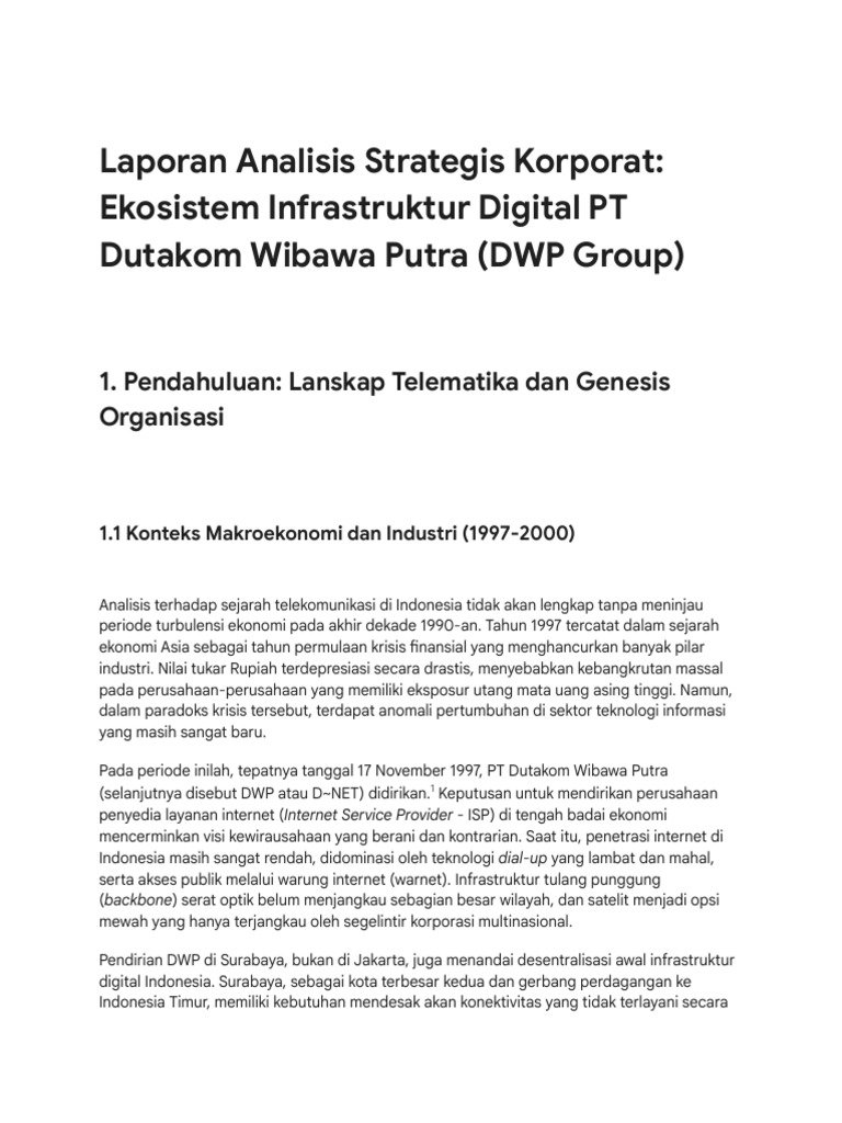Analisis Strategis DWP: Infrastruktur Digital | PDF
