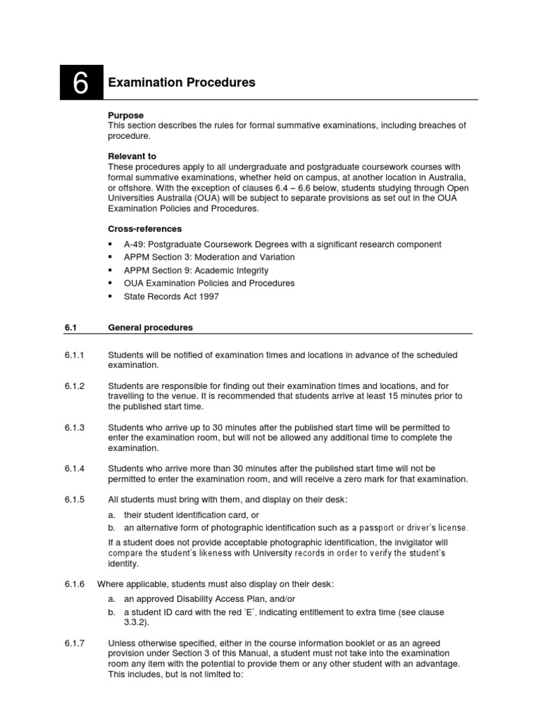 6 Examination Procedures | PDF | Identity Document | Postgraduate Education