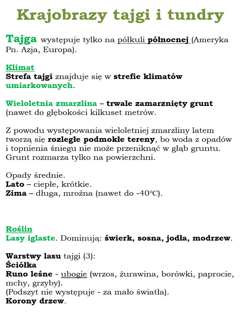 Krajobrazy Tajgi I Tundry (NE KL 5) | PDF