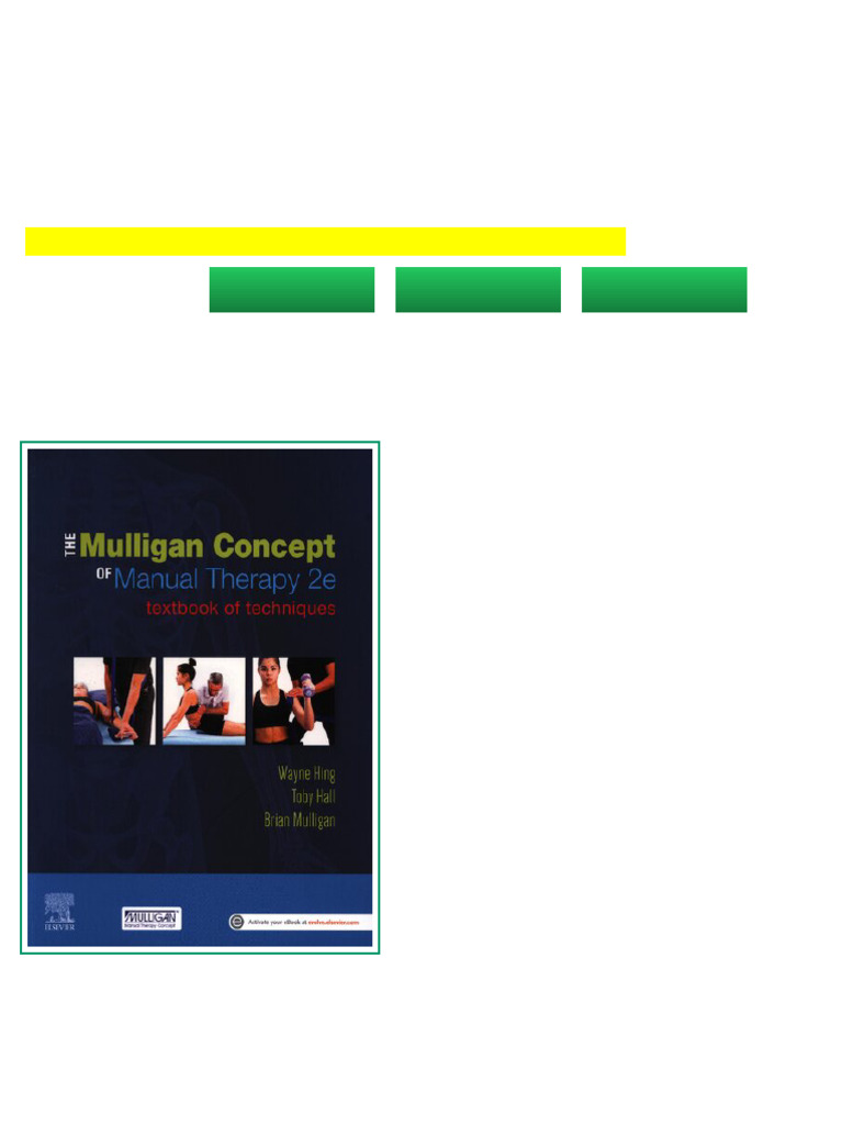 The Mulligan concept of manual therapy 2nd Edition Wayne Hing Toby Hall ...
