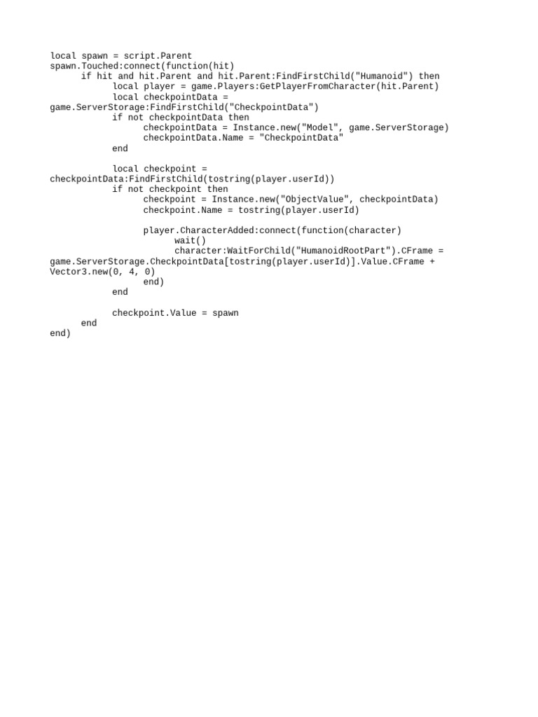 Checkpoint Script | PDF