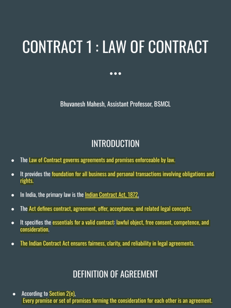 Contract 1 - Unit 1 - PPT | PDF | Offer And Acceptance | Consideration