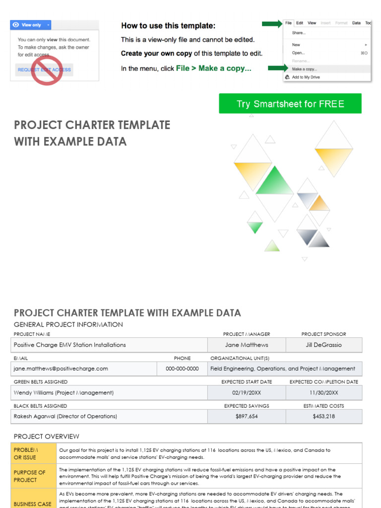 EV Charging Station Project Charter Template | PDF | Project Management ...
