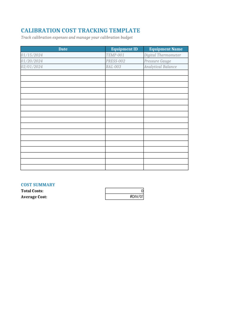Cost Tracking Template | PDF