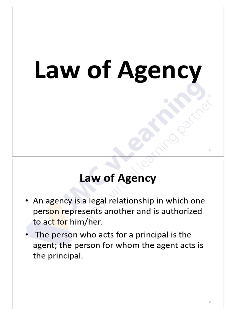 Agency I | PDF | Law Of Agency | Legal Liability