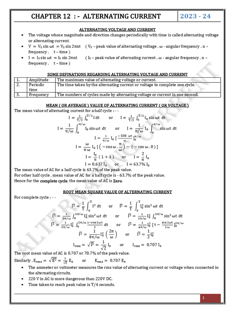 Alternating Current 1 | PDF | Inductance | Electrical Impedance