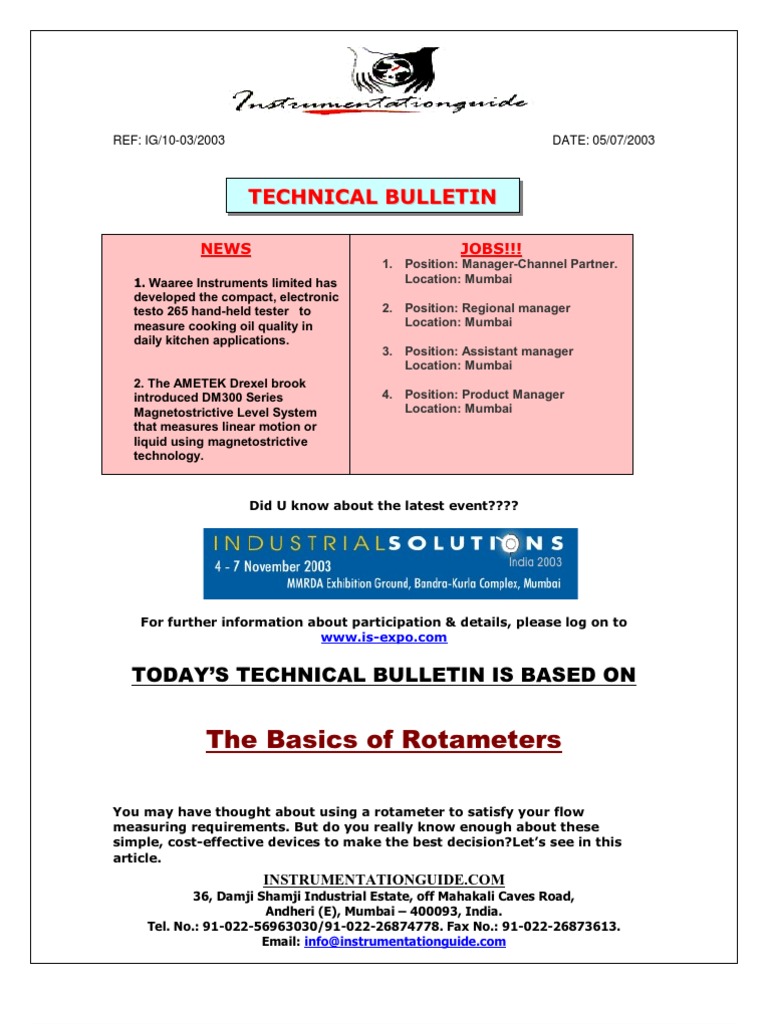Technical Bulletin 10 | PDF | Buoyancy | Fluid Dynamics