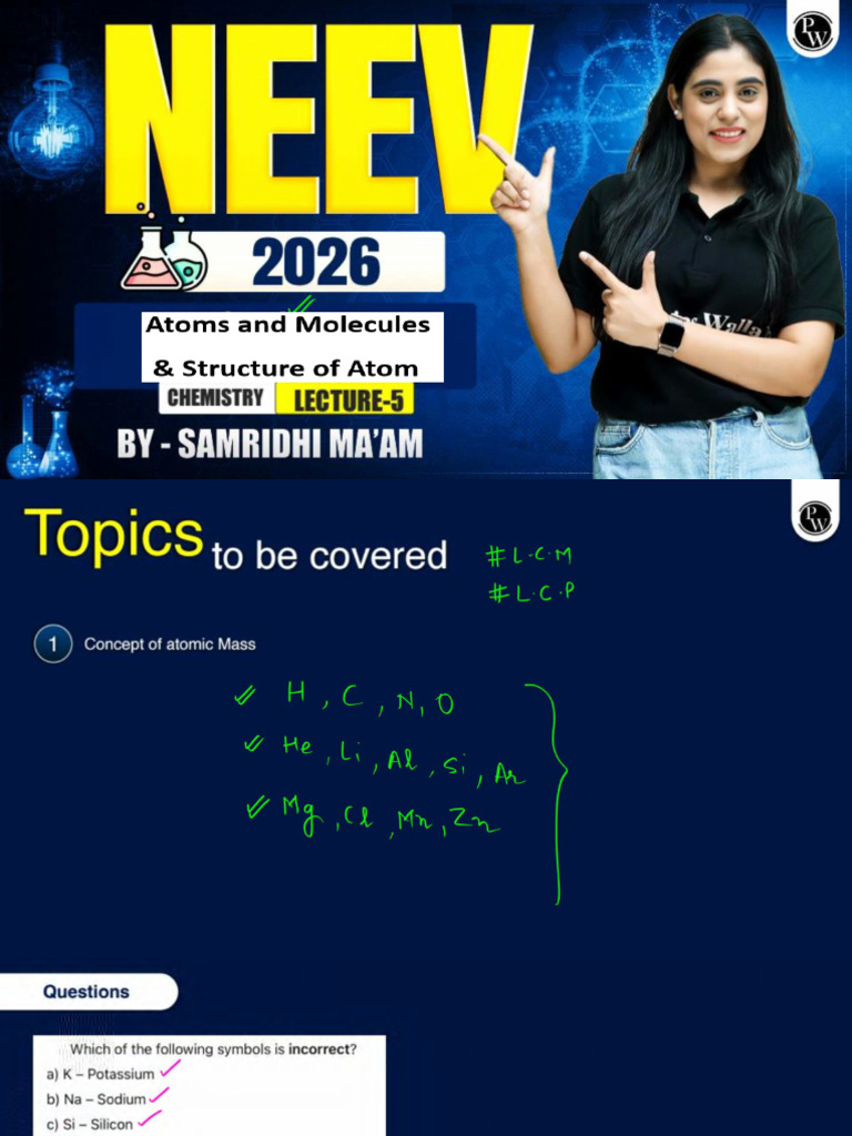 Atoms and Molecules & Structure of Atom 05 Class Notes PDF | PDF