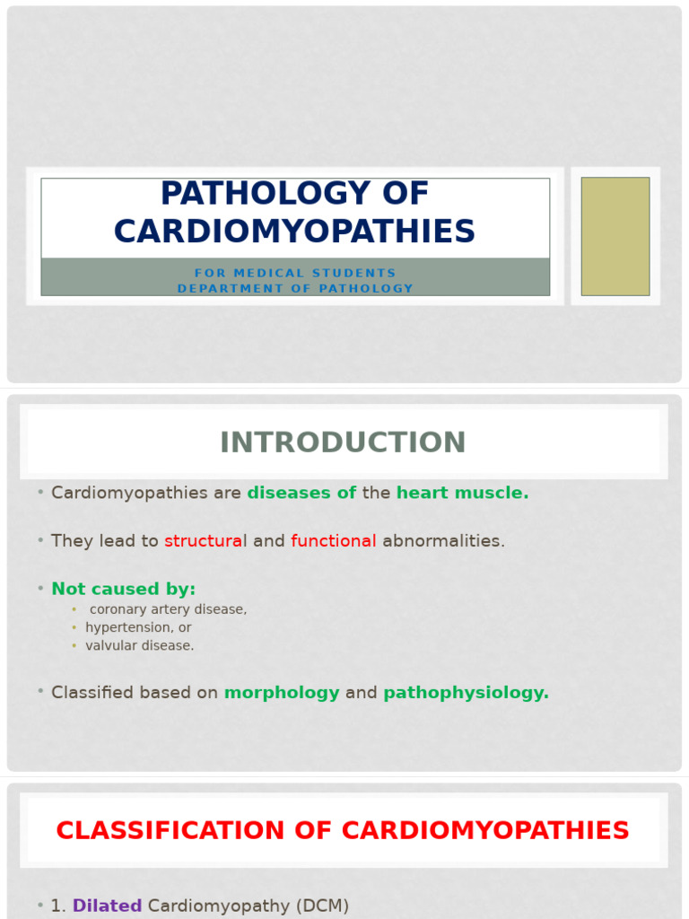Pathology of Cardiomyopathies | PDF | Heart | Cardiac Muscle