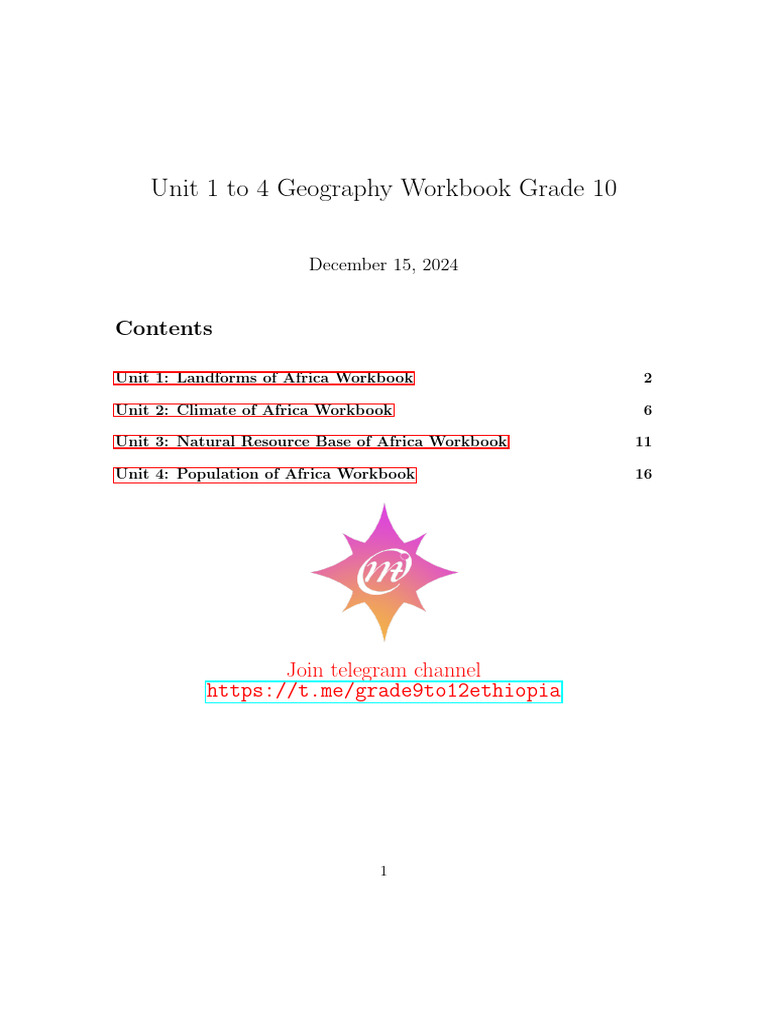 Grade 10 Geography Workbook: Units 1-4 | PDF | Temperate Climate ...