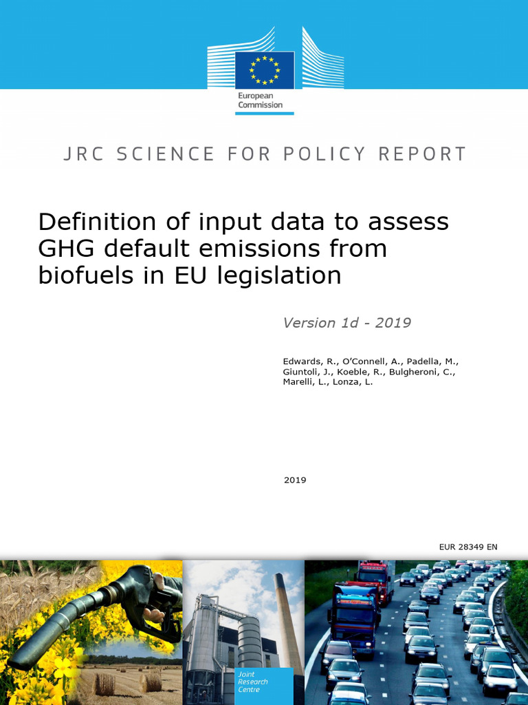 (H) Definition of Input Data To Assess GHG Default Emissions From ...