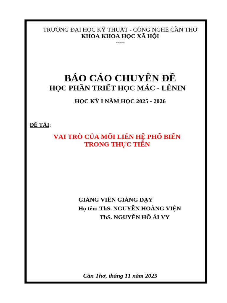 Đề cương báo cáo chuyen đê ket thuc hoc phan Triet hoc Mac Lenin | PDF
