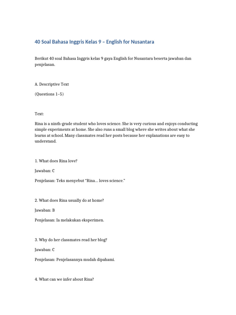 40 English Questions for 9th Grade | PDF | Chess Theory | Chess