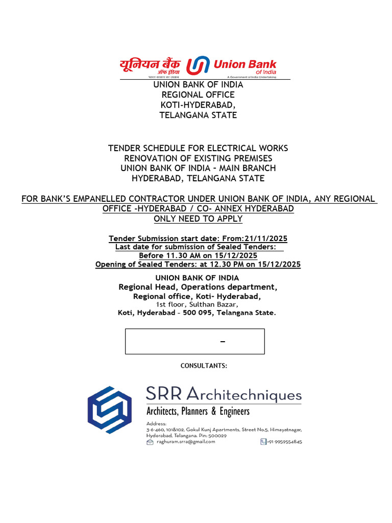 Main Branch Electrical Tender | PDF | Employment | Specification ...