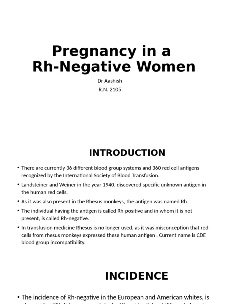 Pregnancy in A RH Negative Women-2 | PDF | Blood Type | Immunology