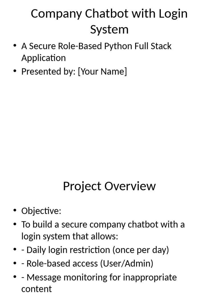 Company Chatbot With Login System | PDF