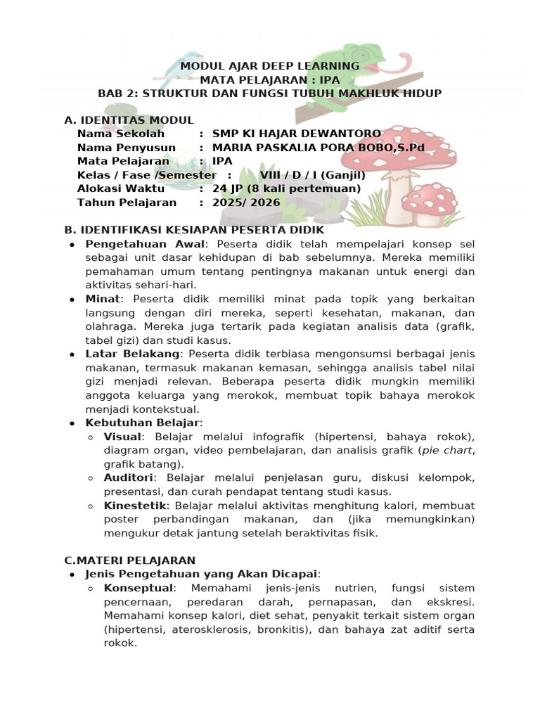 Modul Ajar Deep Learning IPA Kelas VIII | PDF