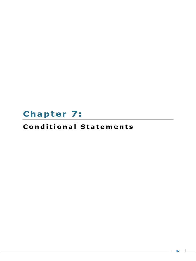 Chapter 7 - Conditional Statements | PDF | Boolean Data Type | Control Flow