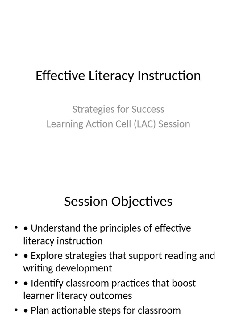 Effective Strategies for Literacy Instruction | PDF