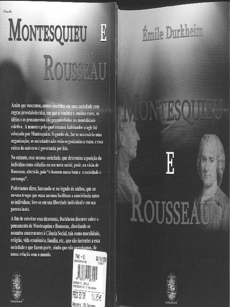 Origem Das Sociedades, In. Durkheim, Émile. Montesquieu e Rousseau ...