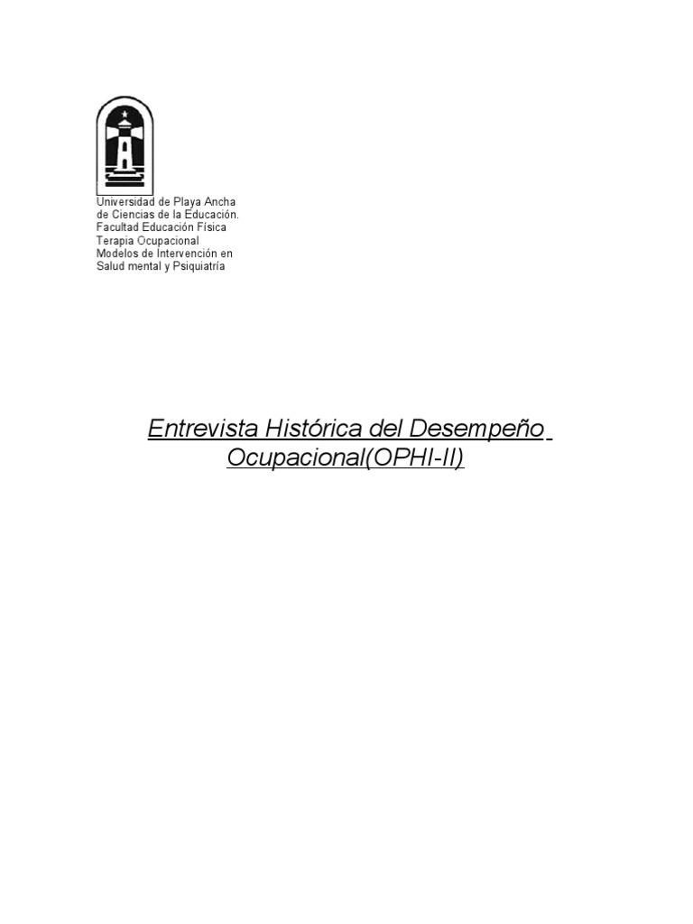 OPHI-II: Guía para Terapeutas Ocupacionales | PDF | Terapia ocupacional ...