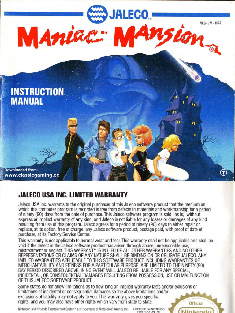 Manual Maniac Mansion Nes | PDF | Nintendo