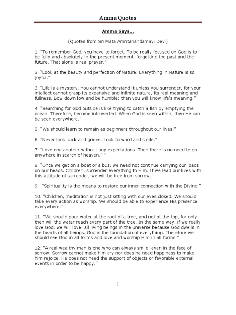 AMMA Quotations 2010 | PDF | Spirituality | Prayer