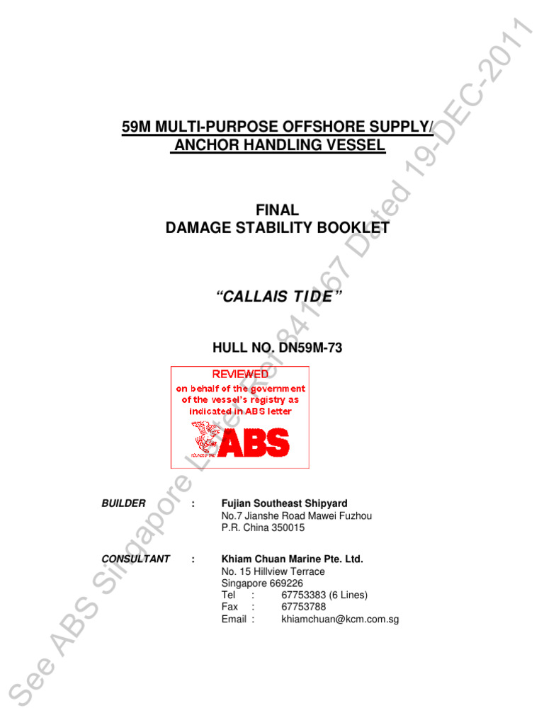 Q331E Hull DN59M-73 Final Damage Stability Booklet - 62965925 | PDF ...