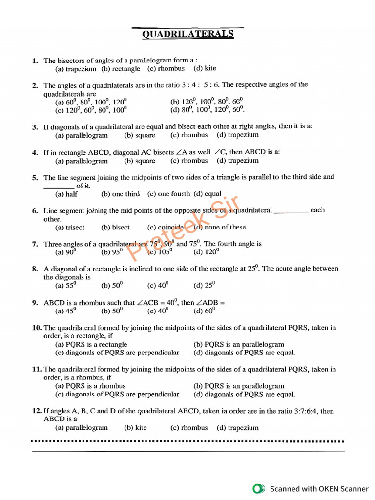 Quadrilateral Class 9 | PDF