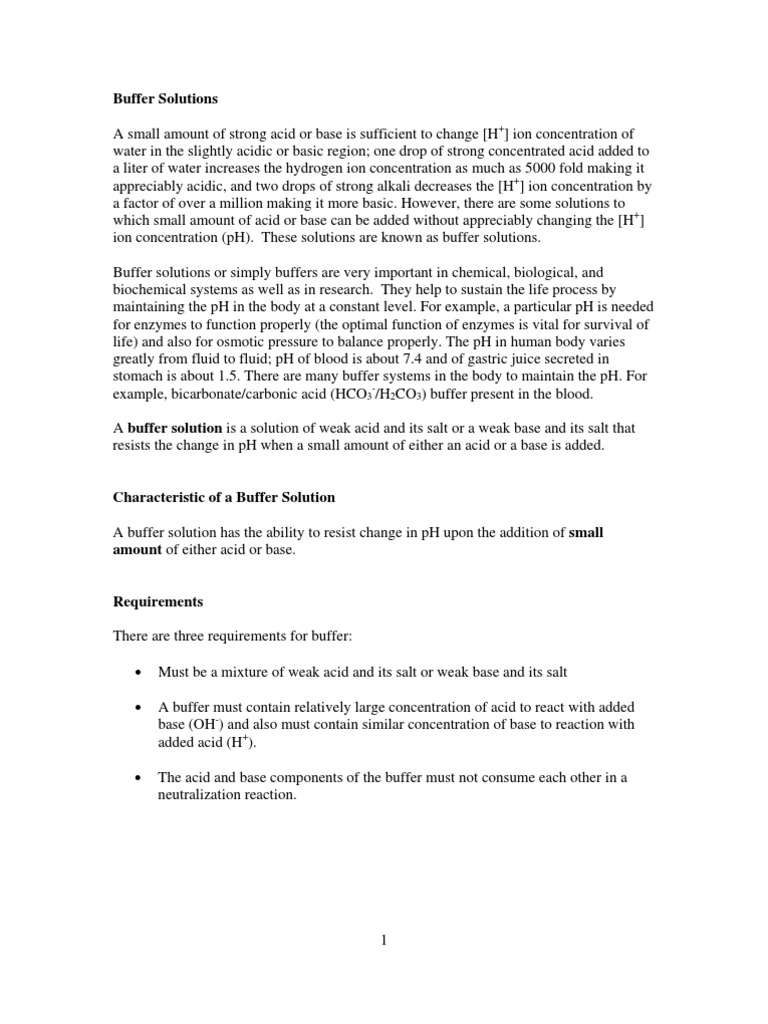 Buffer Solutions | PDF | Buffer Solution | Acid