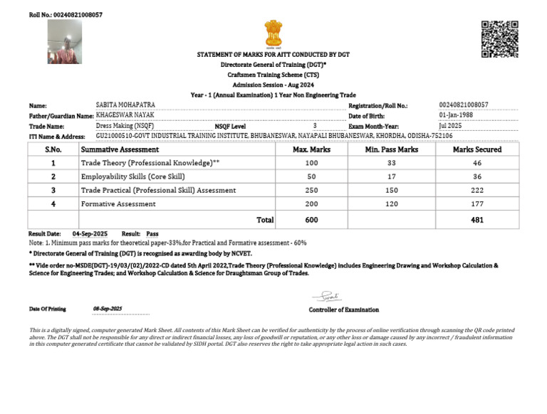 Date of Printing: Digitally Signed by DS Directorate General of ...
