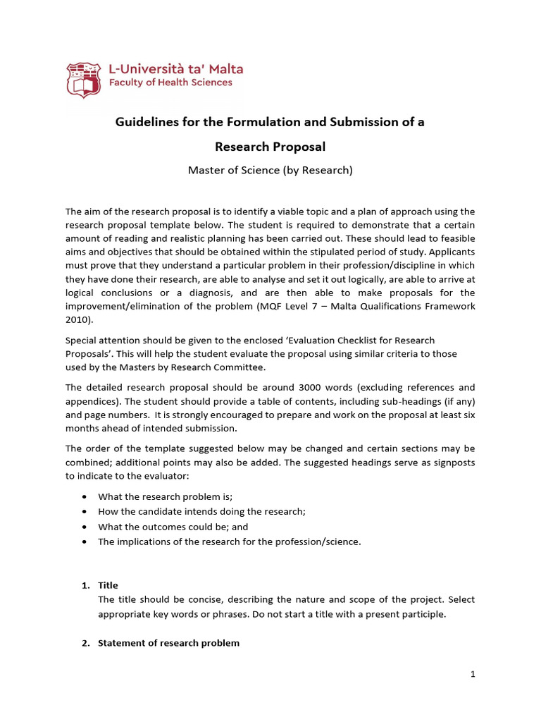 Research Proposal Guidelines for MSc | PDF | Methodology | Experiment