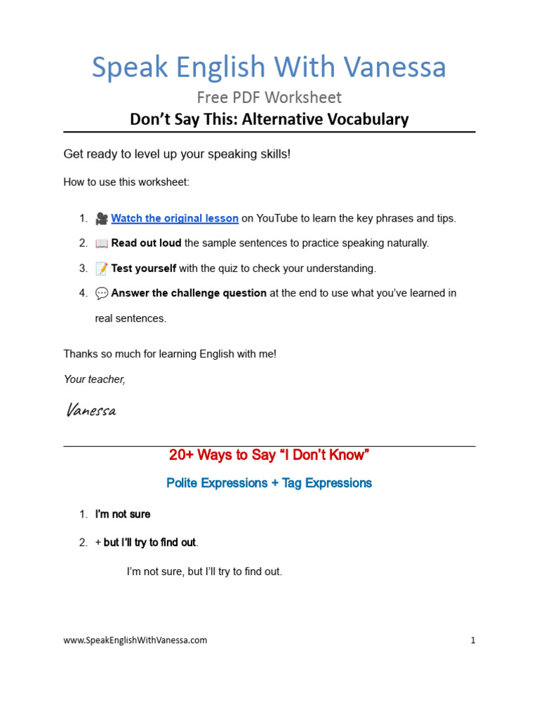 Dont Say This Speak English | PDF