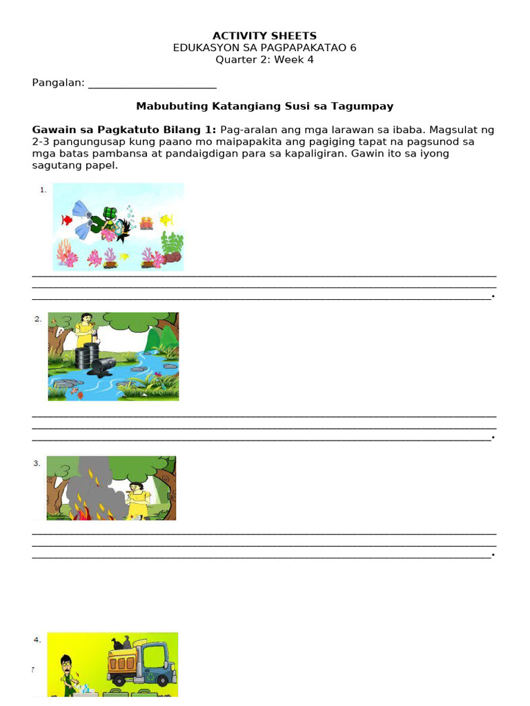 ESP 6 Activity Sheet Q3 W4 | PDF
