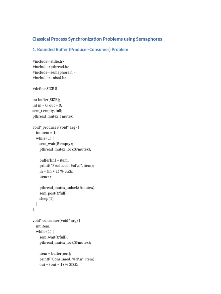 Synchronization Problems Simple Code | PDF | Operating System Technology | Computer Engineering