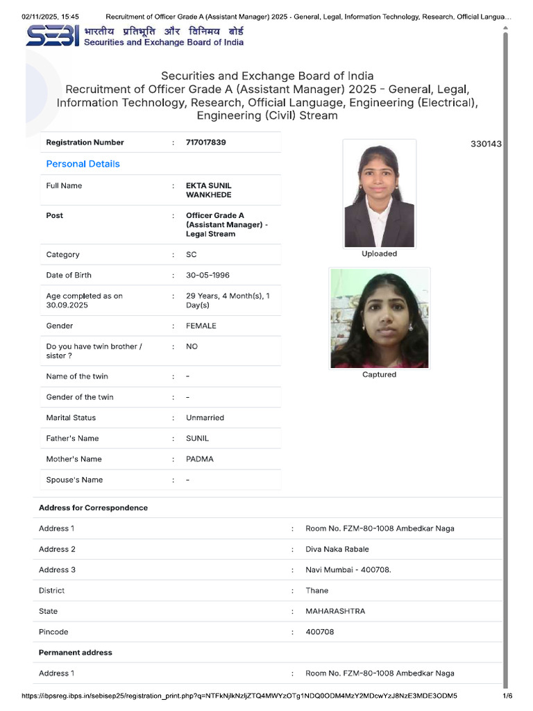 SEBI Application Form | PDF