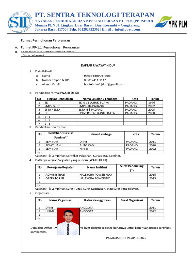 Format Pendaftaran Serkom PP 1.1 - PP 1.4 Asli | PDF