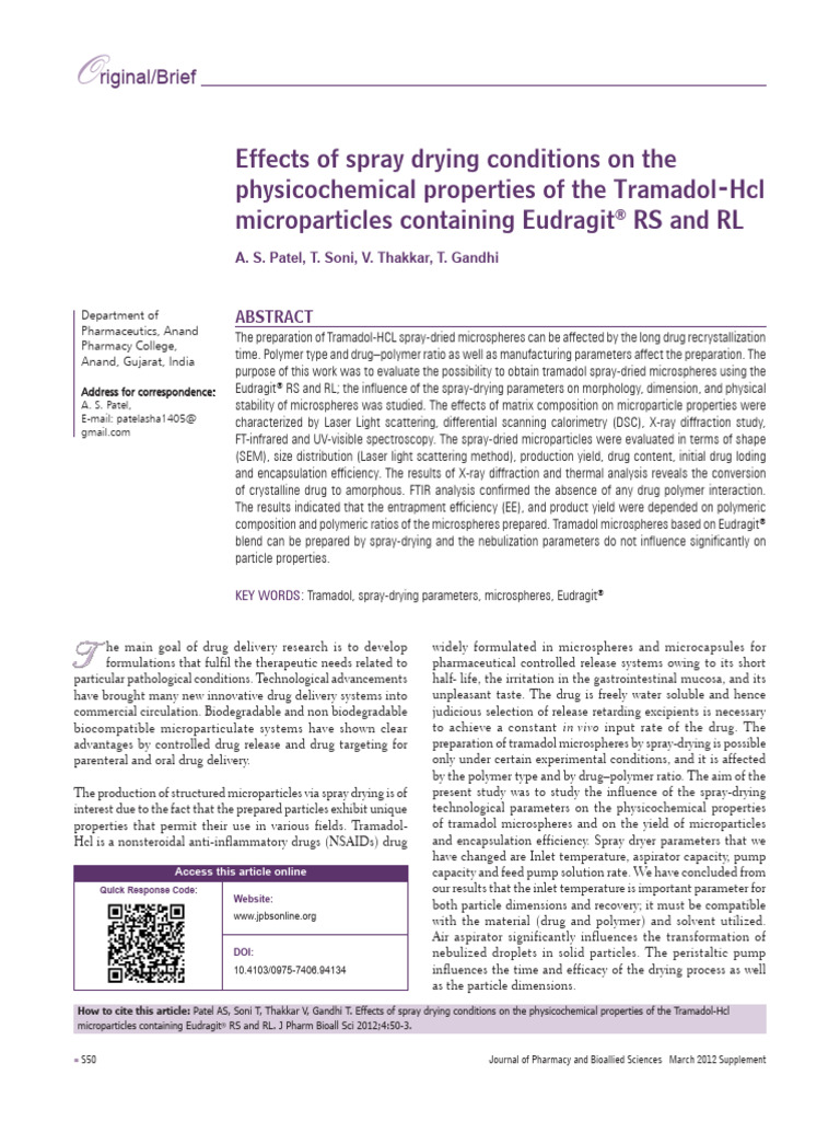 Effects of Spray Drying Conditions On The.23 | PDF | Differential ...