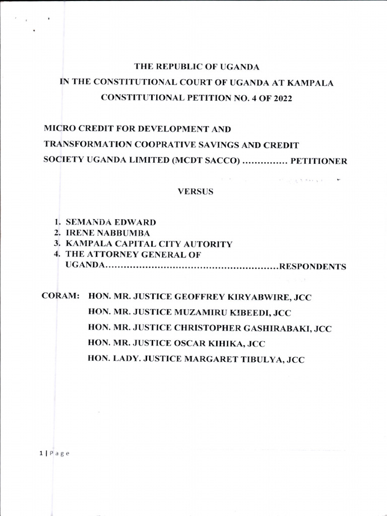 UGANDA.... : at Kampala | PDF | Constitution | Res Judicata