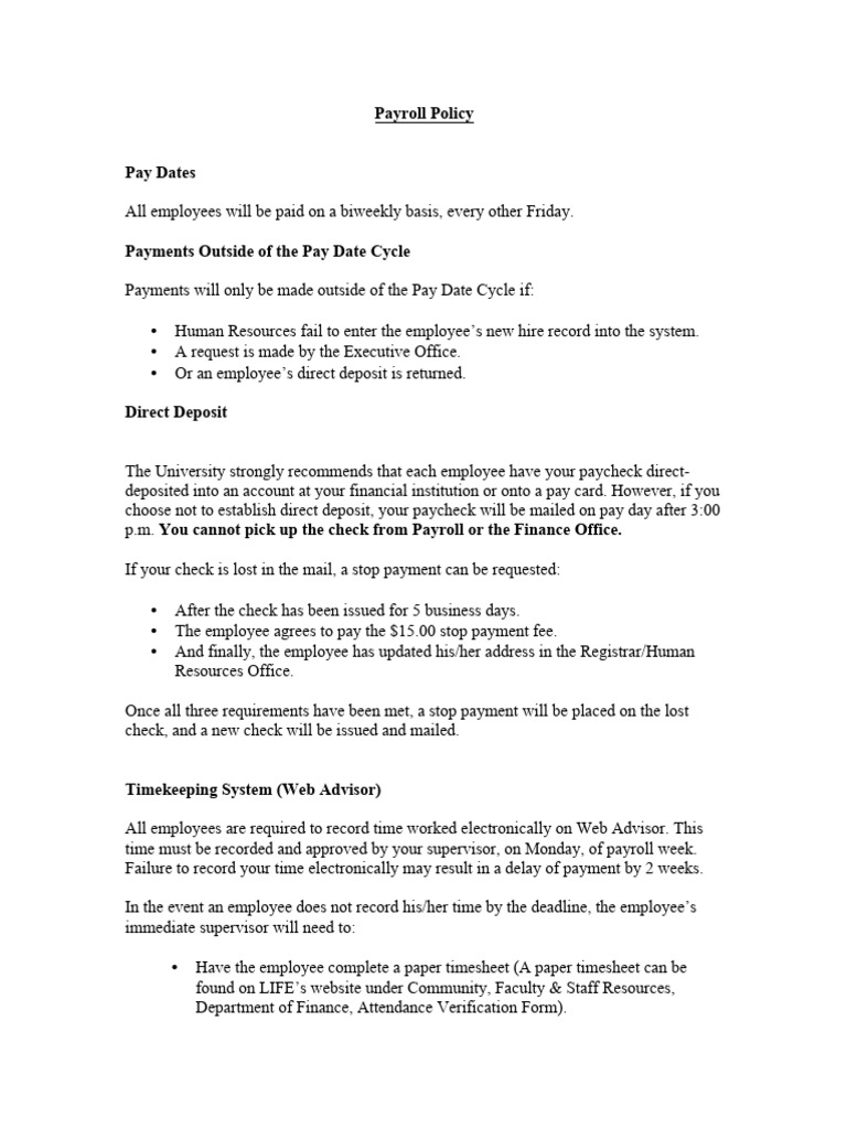 University Payroll Policy Overview | PDF | Garnishment | Public Finance