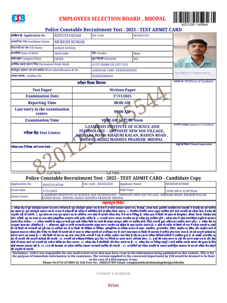 Employees Selection Board, Bhopal | PDF