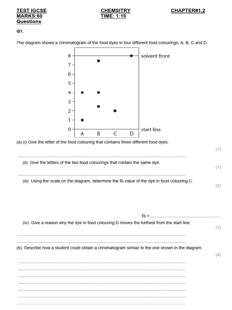 Test Igcse Chemsitry Chapter#1,2 | PDF | Ammonium | Water