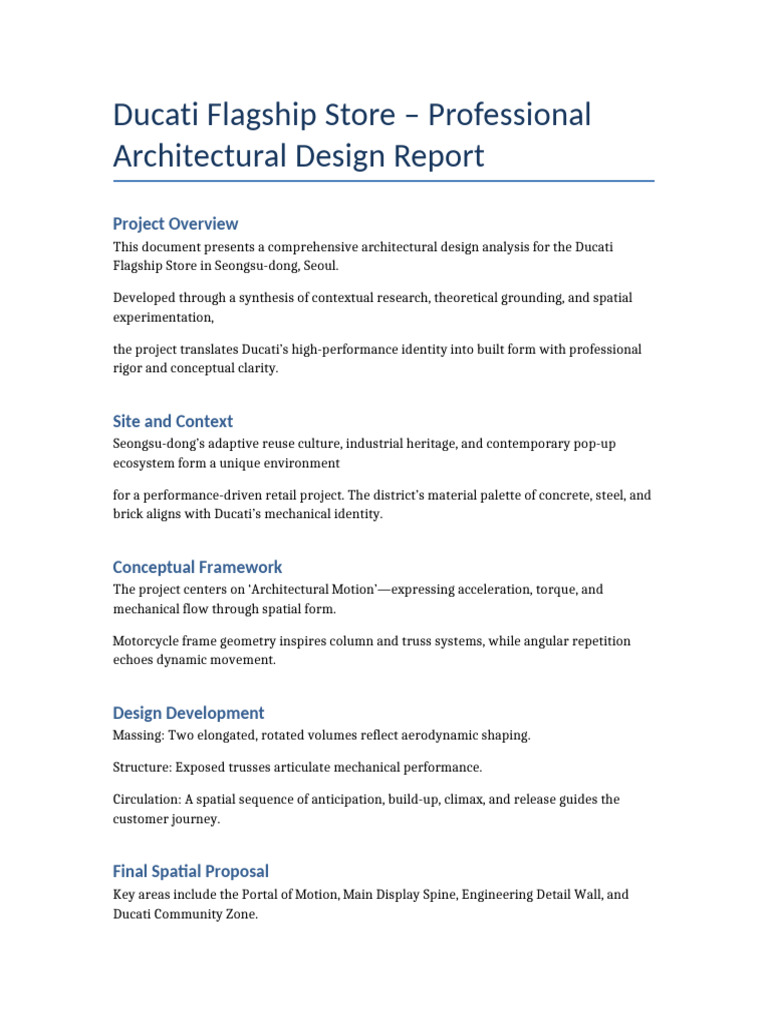 Ducati Flagship Professional Report | PDF